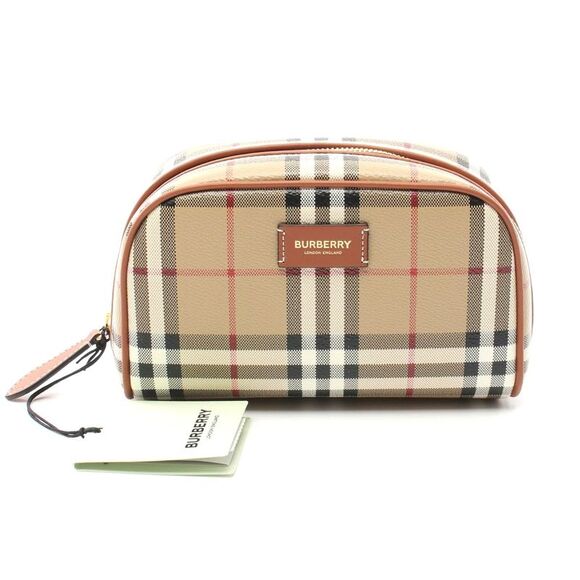 Burberry | Bags | Burberry Check Travel Pouch Pvc Canvas Leather | Poshmark